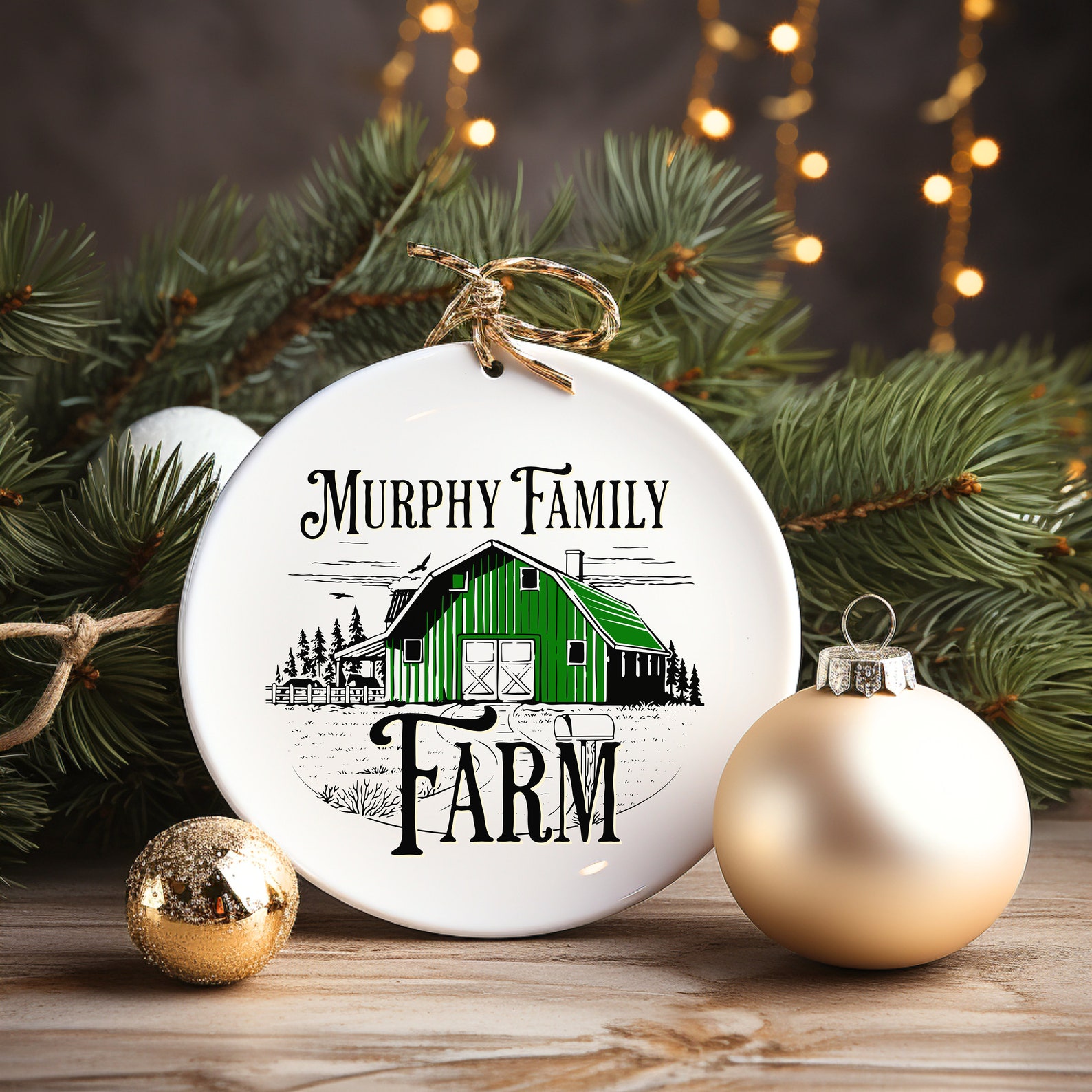 Personalized Green Barn Ornament Green Barn Farm Ornament Christmas ...