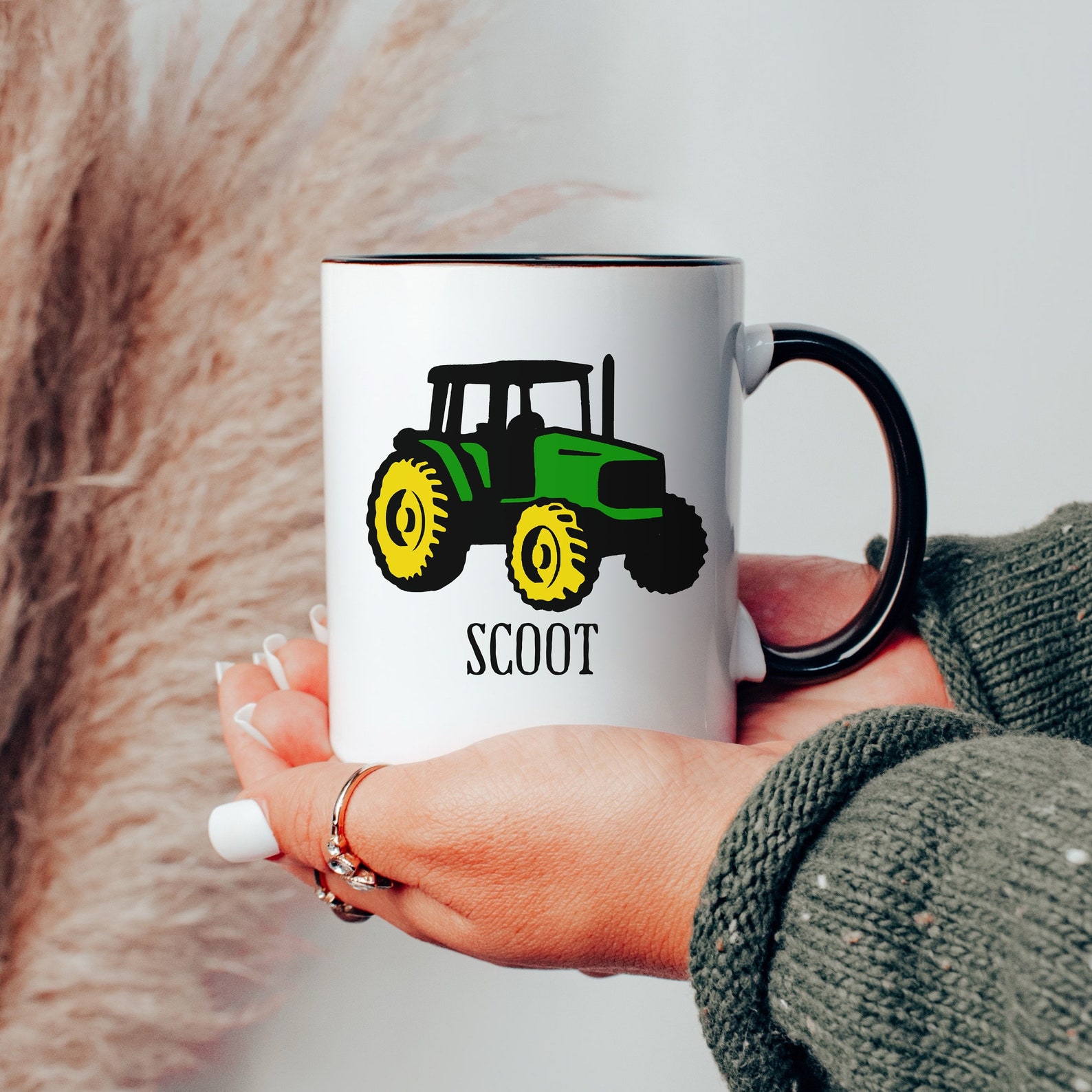 Custom Tractor Mug Green Tractor Gift for Kid Personalized Tractor ...