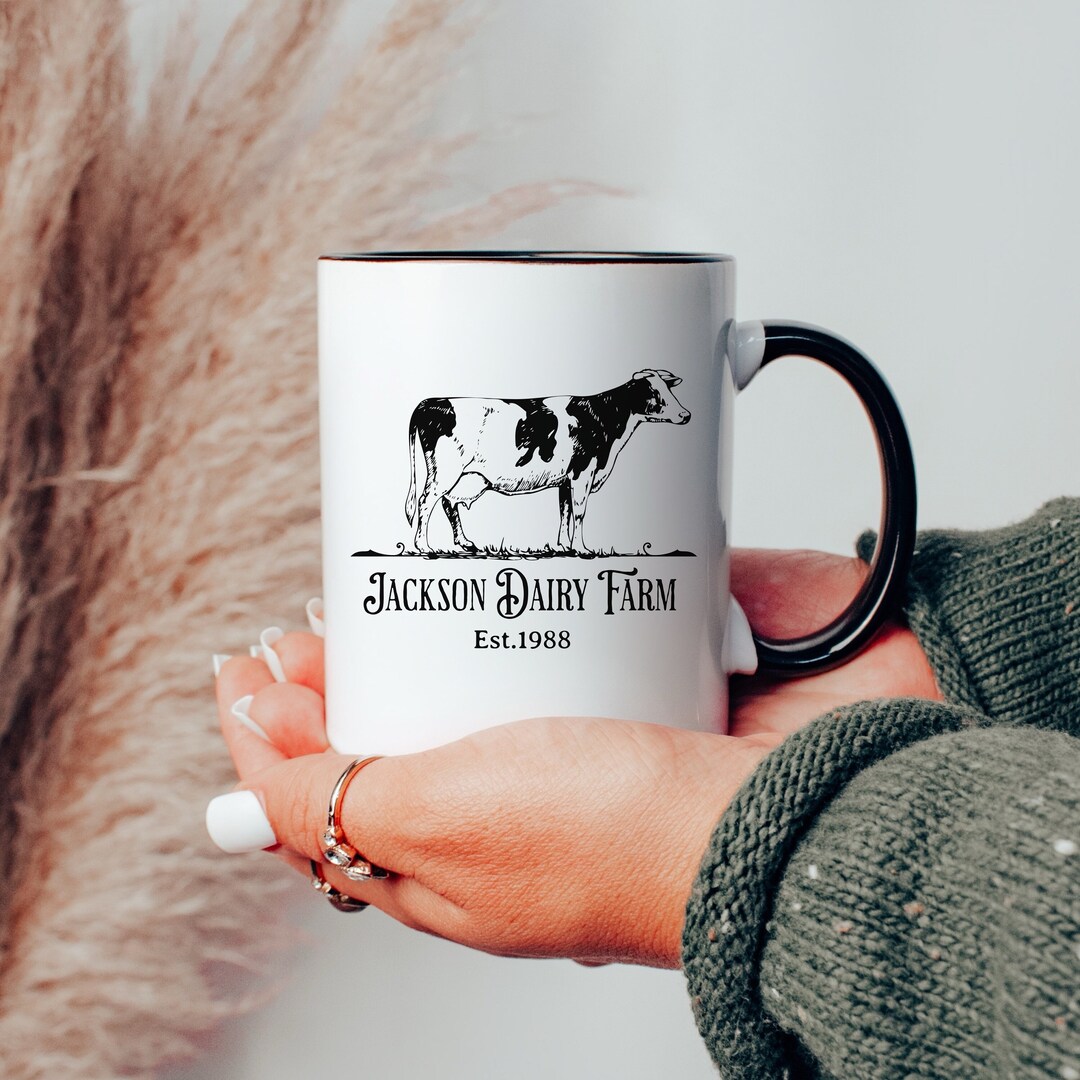 Custom Dairy Cow Mug Dairy Farm Gift Personalized Cow Farm Mug Cow Yarn ...