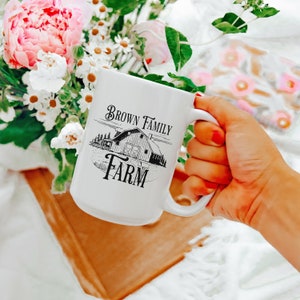 White Barn Mug White Barn Farm Gift Custom Farm Family Mug Farm White ...