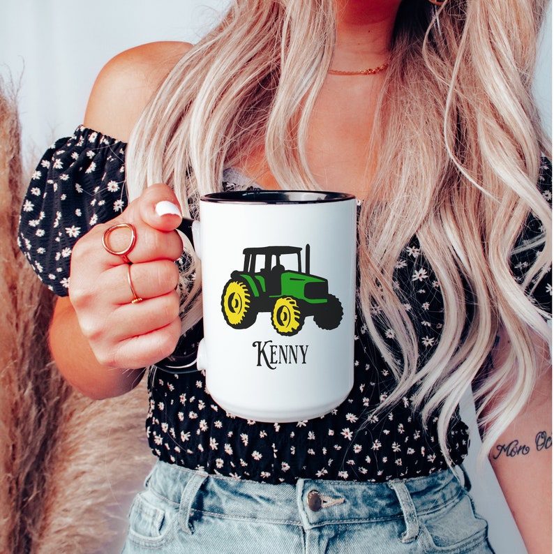 Custom Tractor Mug Green Tractor Gift for Kid Personalized Tractor ...
