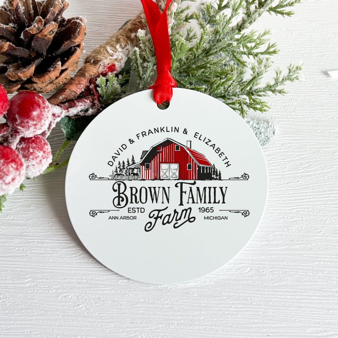 Personalized Red Barn Ornament Red Barn Farm Ornament Christmas Gift ...