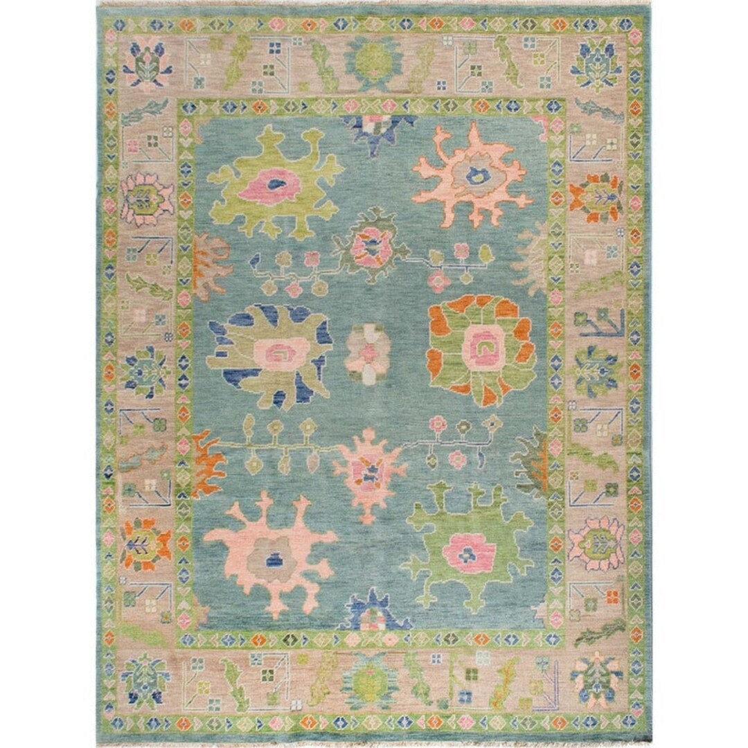 Emily Blue Pink Art Woolen Area Rug 3x5 4x6 5x7 5x8 6x9 7x10 8x10 8x11 ...