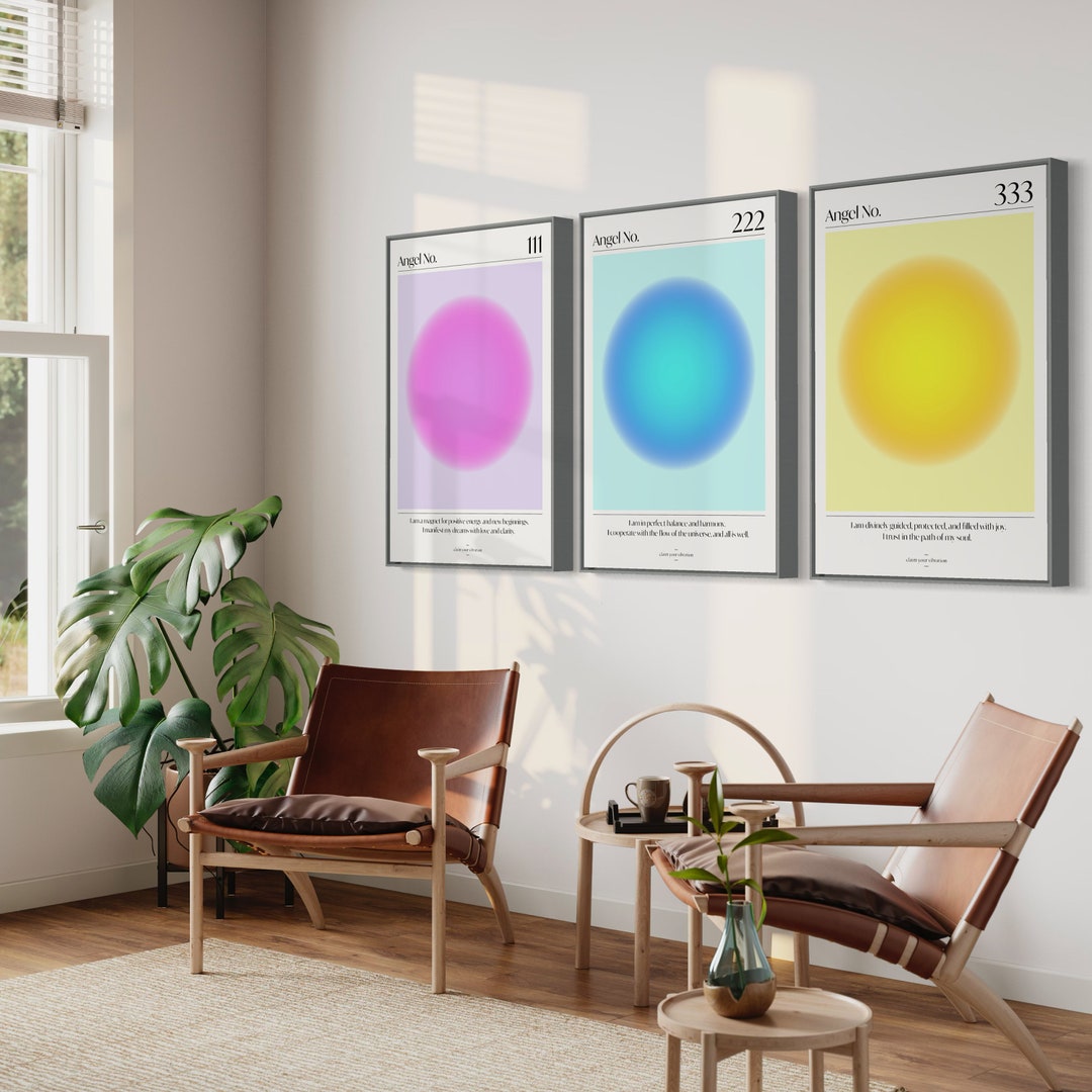 Angel Number 111 222 333 Poster Set, Spiritual Wall Art, Poster Set of ...