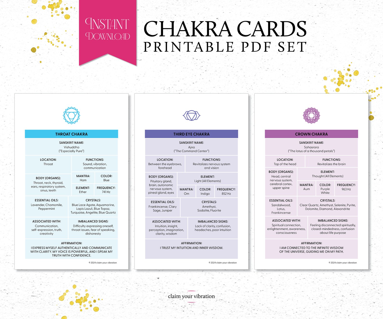 Chakra Cards Printable - Etsy