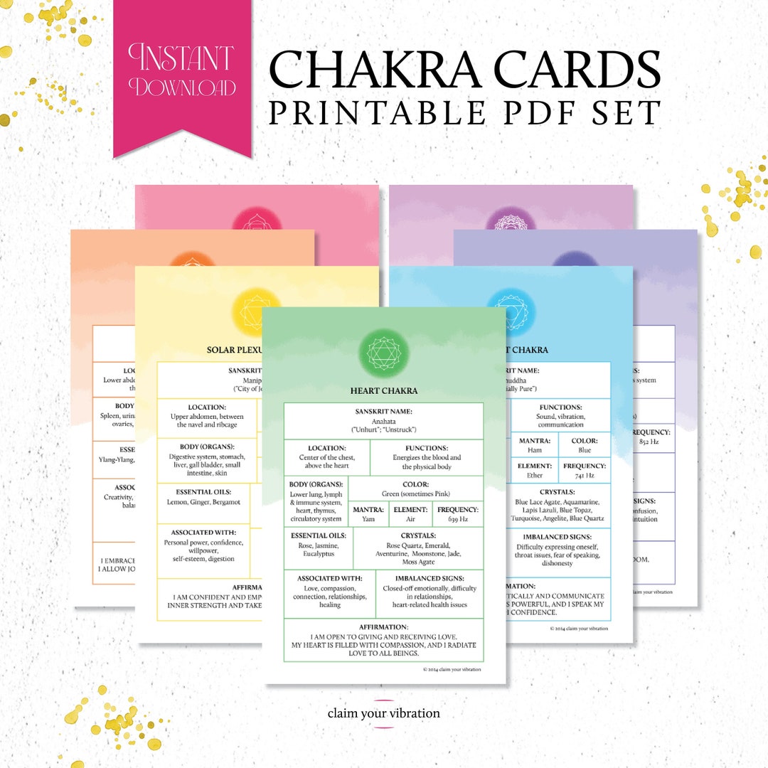 Chakra Cards Printable - Etsy