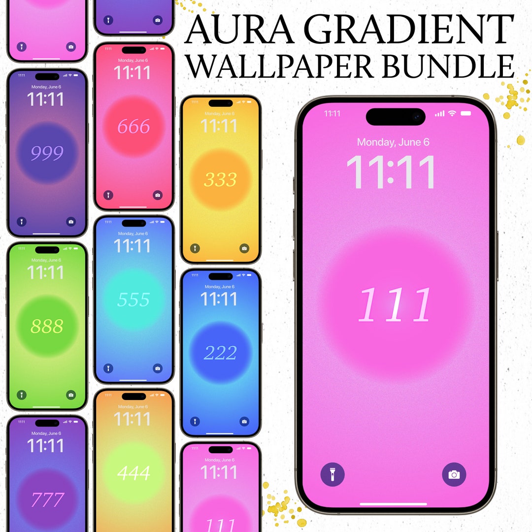 Angel Number Gradient Wallpaper, Gradient background Bundle, Aura ...