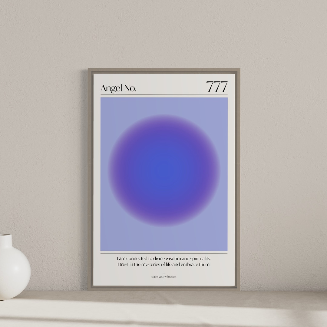 Angel Number 777 Aura Poster Instant Printable Download, Gradient Wall ...