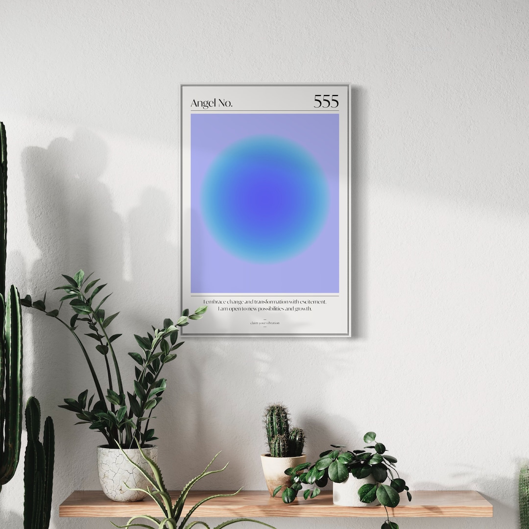 Angel Number 555 Aura Poster Instant Printable Download, Gradient Wall ...