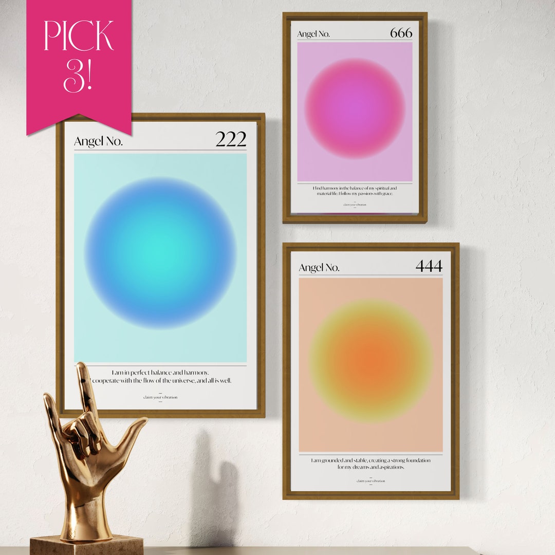 Set of 3 Angel Number Posters, Choose 3 Prints, Spiritual Wall Art ...