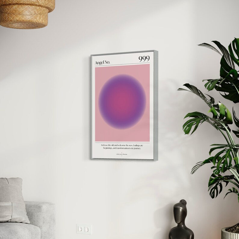 Angel Number 999 Aura Poster Instant Printable Download, Gradient Wall ...