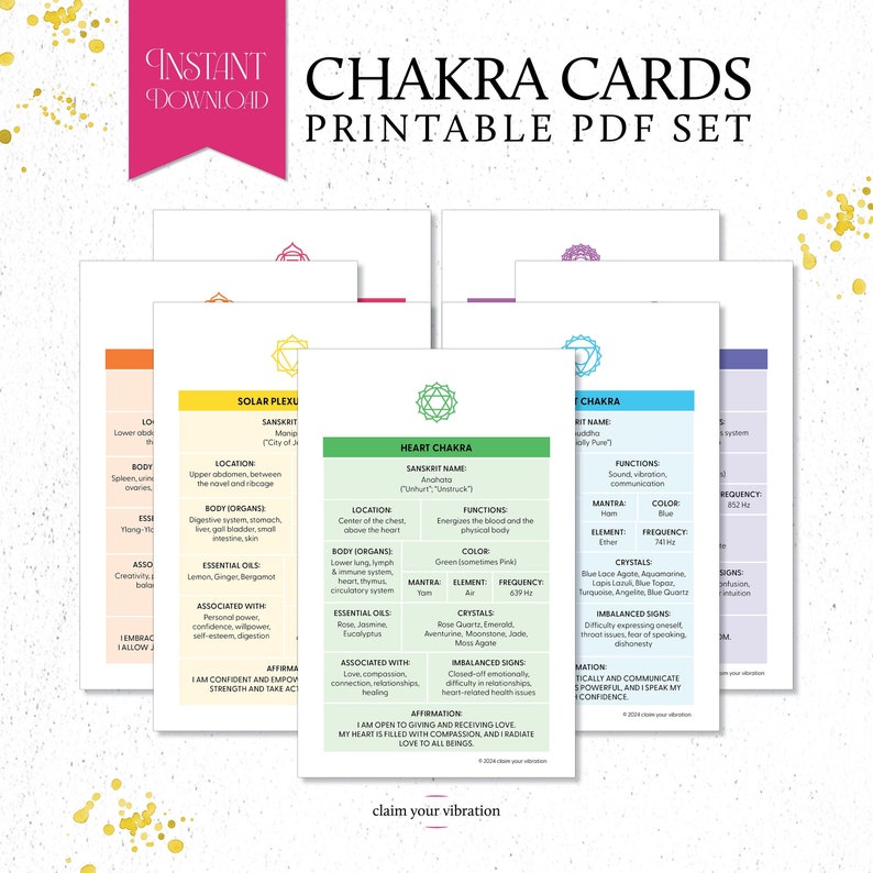 Chakra Cards Printable - Etsy