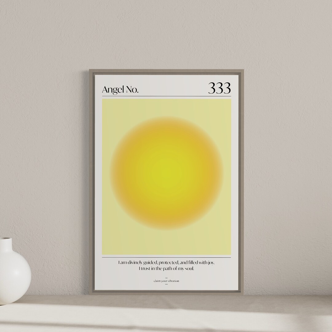 Angel Number 333 Aura Poster Instant Printable Download, Gradient Wall ...