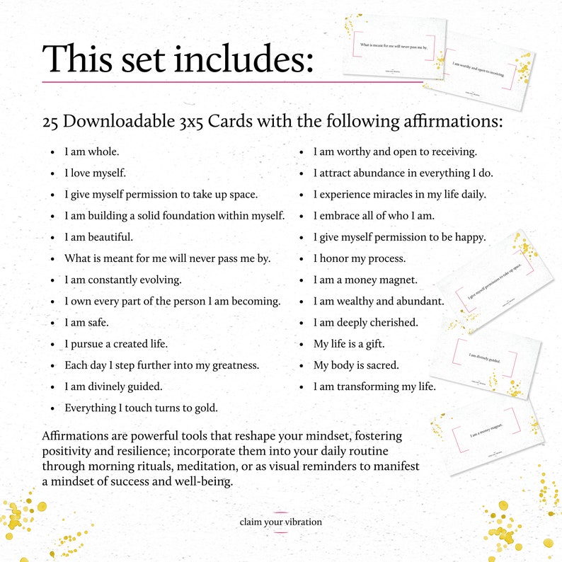 Affirmative Cards, Affirmation Poster Set, Affirmative Gift, Printable ...