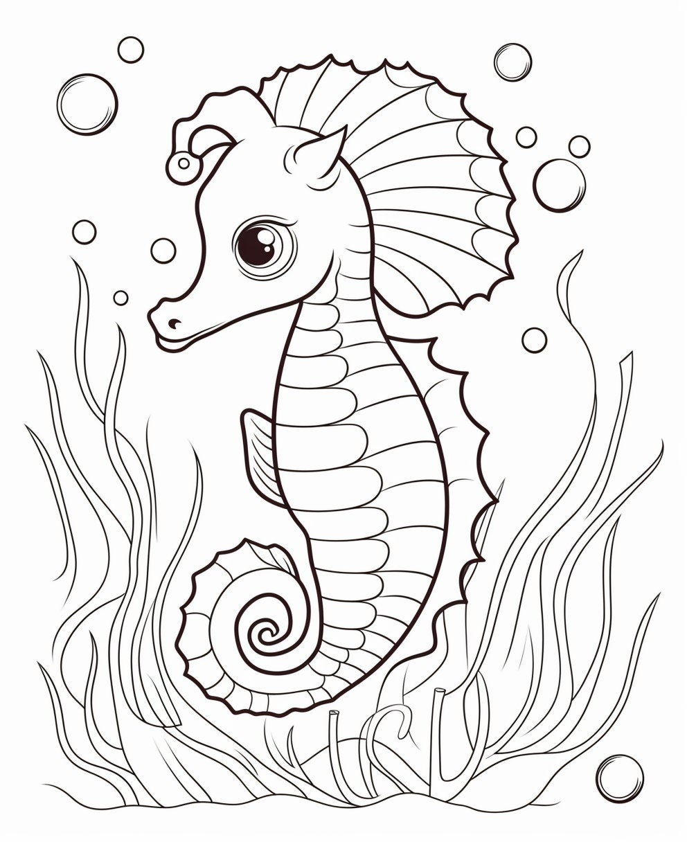Colouring Pages for Kids Sea Animals Mermaids Underwater - Etsy