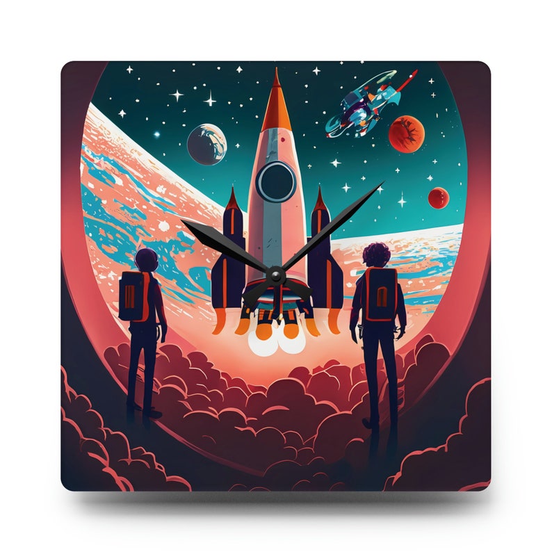 Space Rocket Launch Acrylic Wall Clock - Etsy