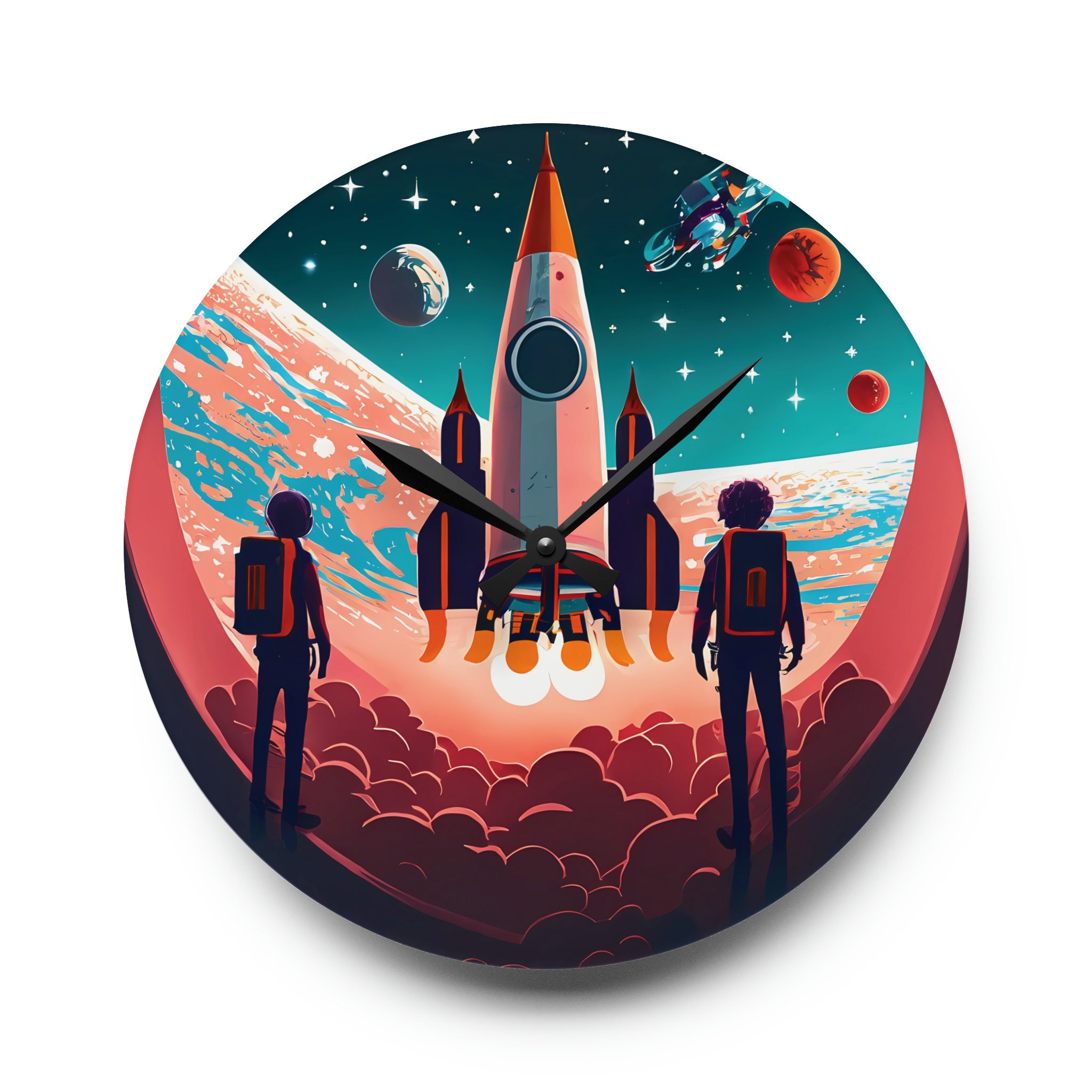 Space Rocket Launch Acrylic Wall Clock - Etsy