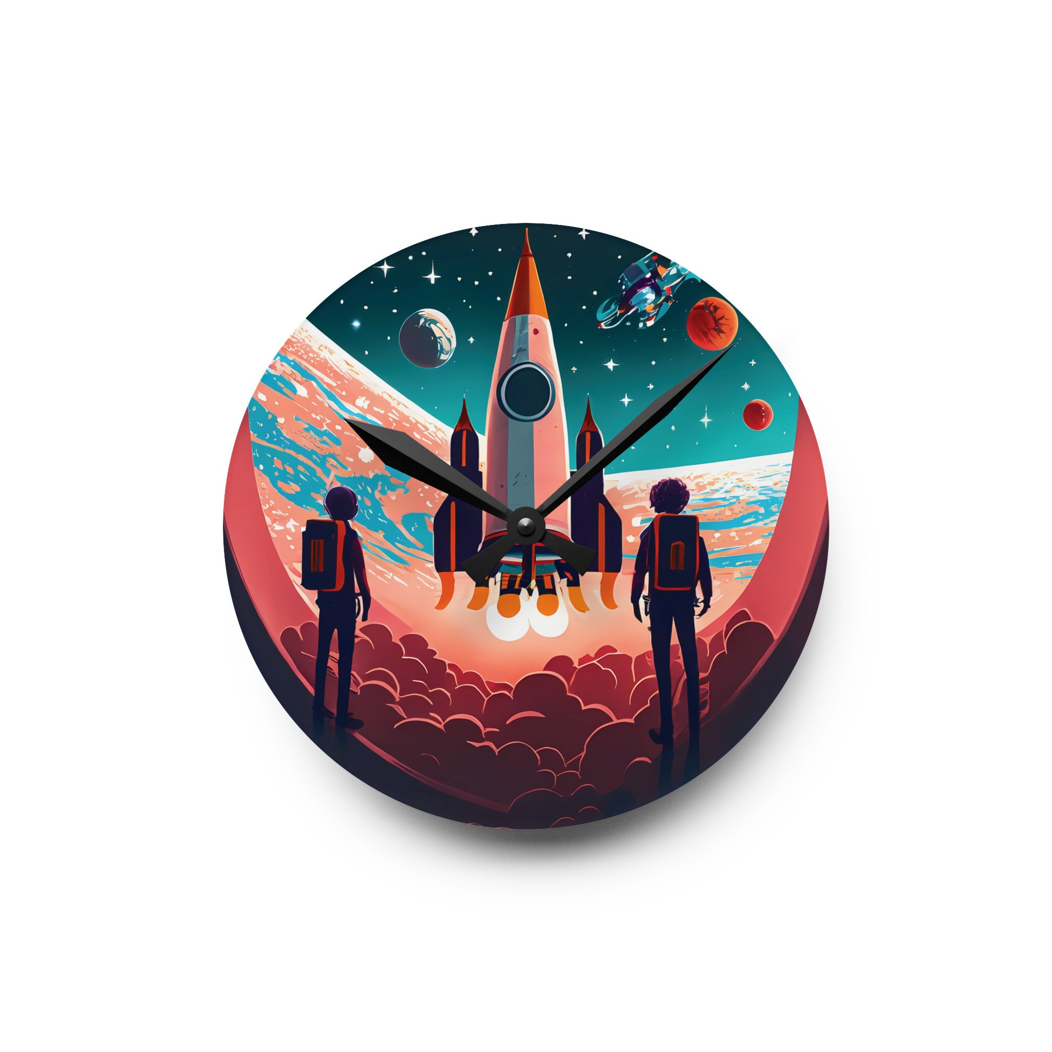 Space Rocket Launch Acrylic Wall Clock - Etsy