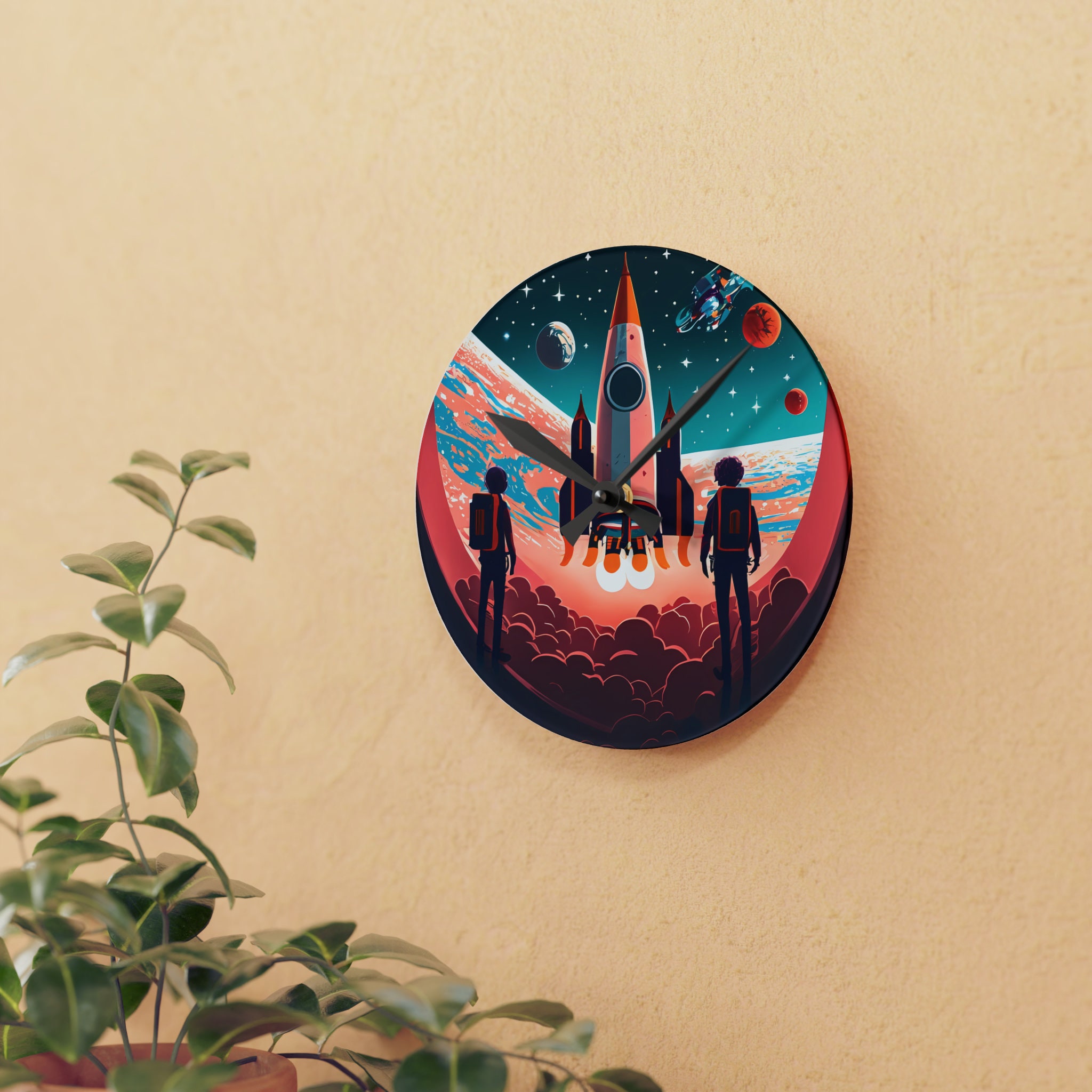 Space Rocket Launch Acrylic Wall Clock - Etsy