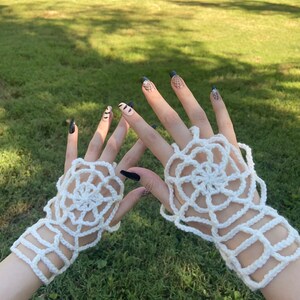 Crochet Spiderweb Gloves | Gothic Fashion Accessory | Halloween ...