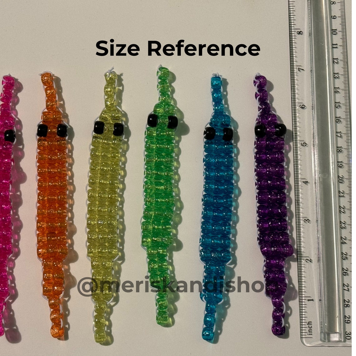 Full Set (6) Rainbow Glitter Pony Bead Kandi Worms, 6 Pack Colorful ...