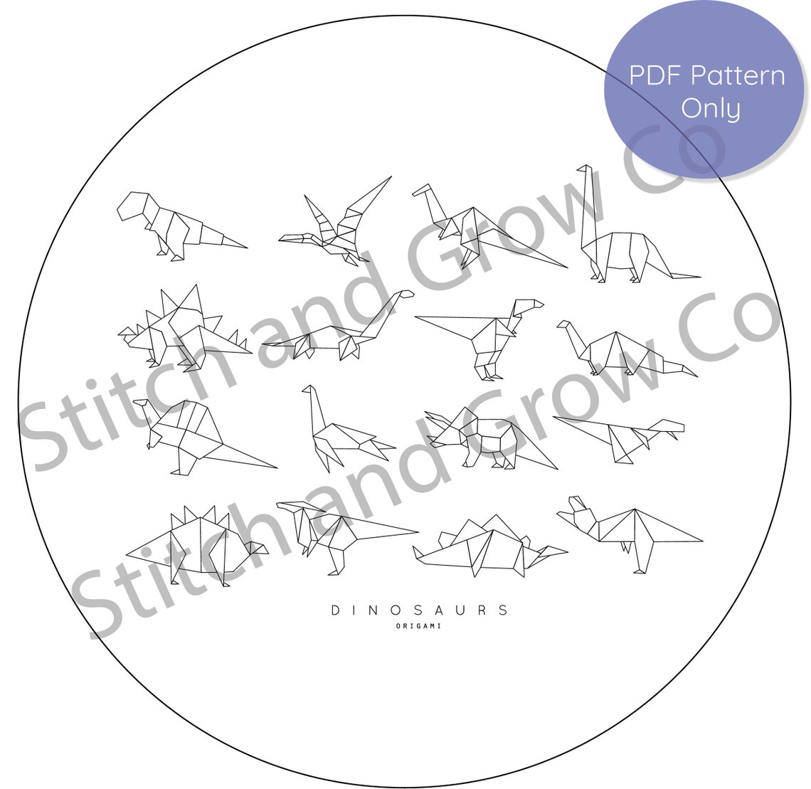 Digital PDF Pattern Origami Dinosaurs | PDF Pattern | Instant Download ...