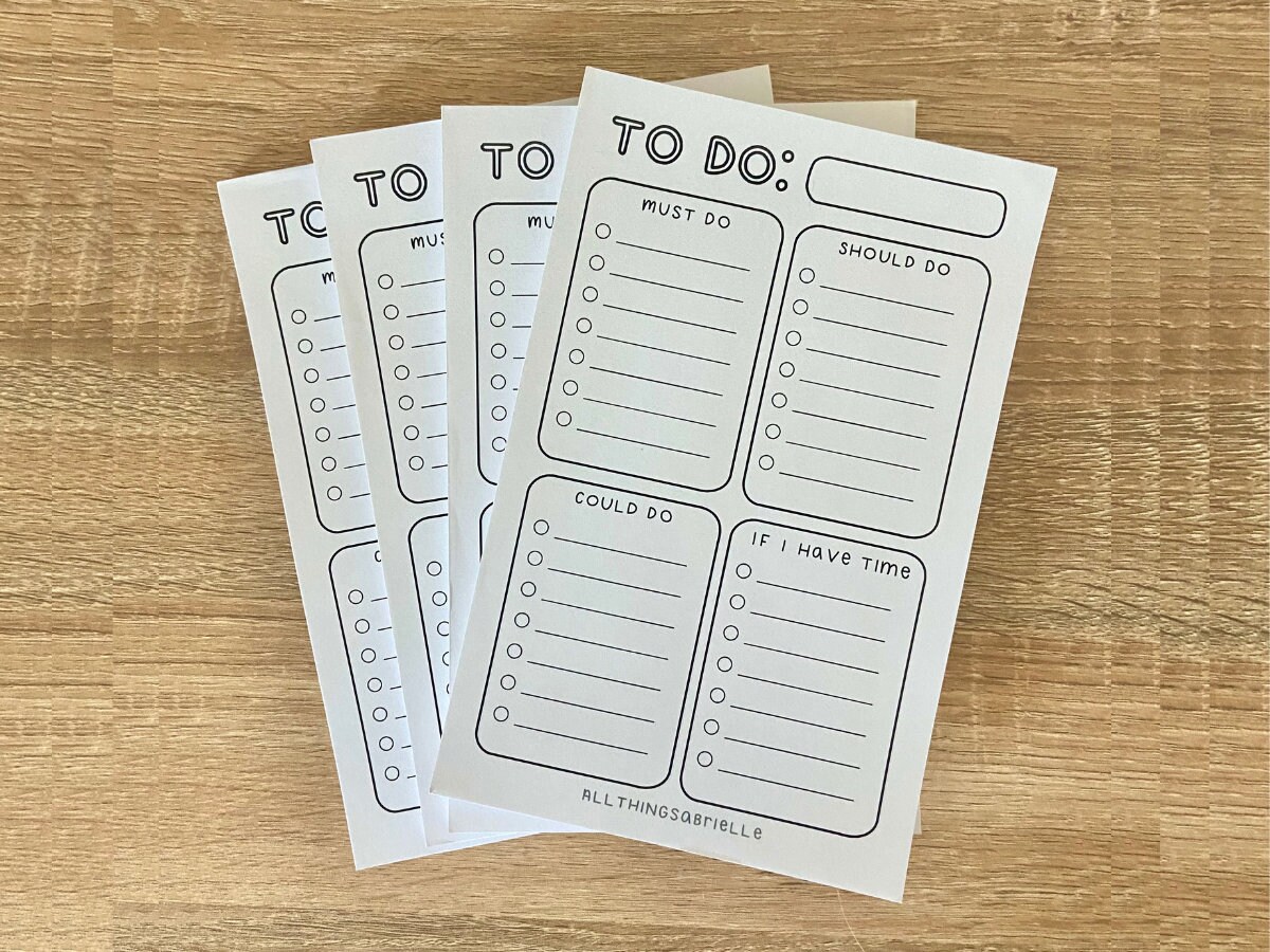 Categorized to Do List Checklist, Daily Planner, Weekly Planner ...