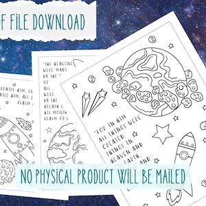 10 SPACE Themed Bible Scripture Coloring Pages for Download - Etsy