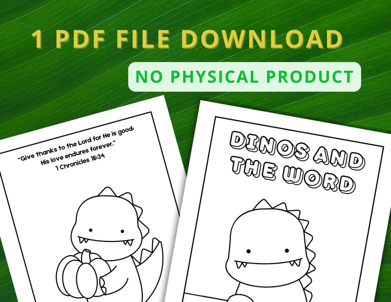 16 SIMPLE Dino Themed Bible Verse Coloring Pages for Download - Etsy