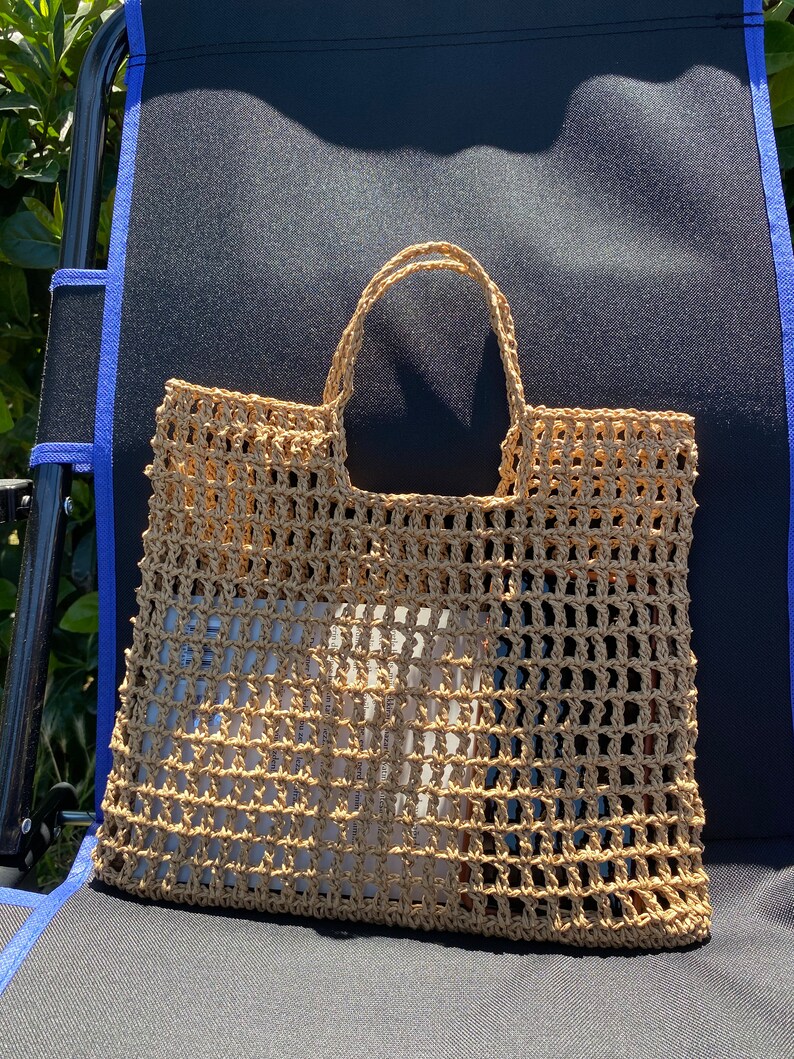 Vacation Lightweight Paper Rope Bag, Mesh Summer Light Large Bag,raffia ...