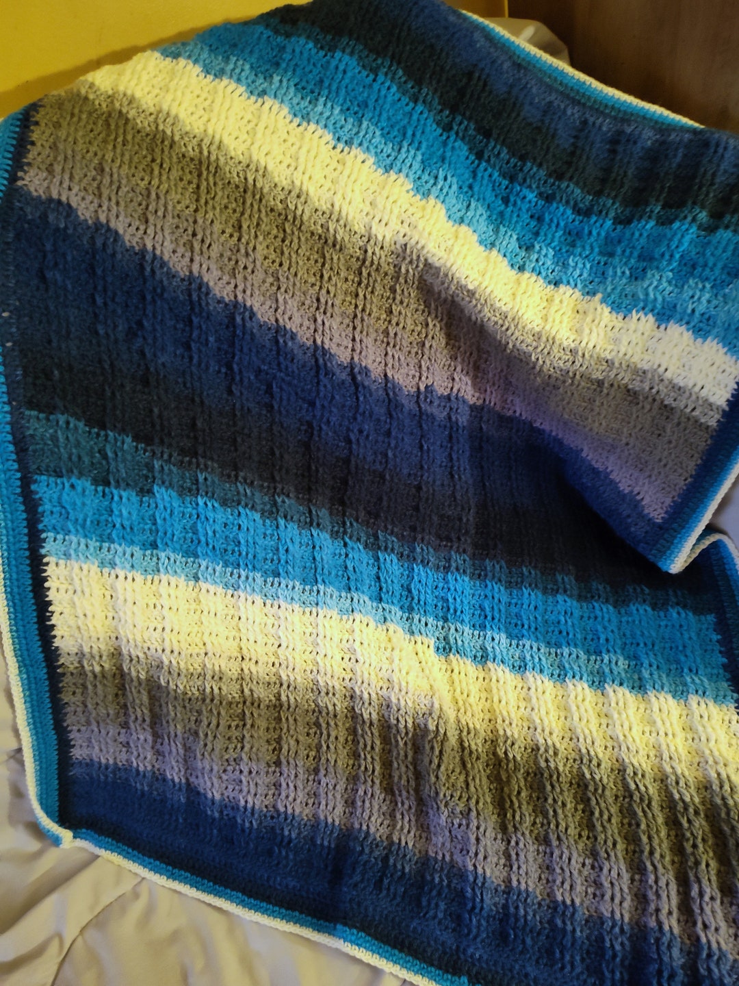Blue, Grey & White Ombre Throw - Etsy