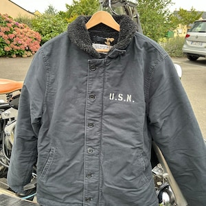 US NAVY - N1 Deck Jacket - Dark Blue - Etsy