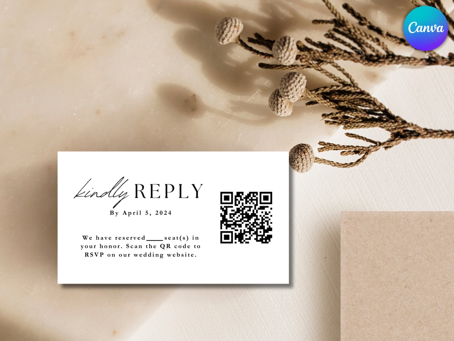 QR Code Response Card Template, RSVP Online, Modern Wedding Reply Card ...