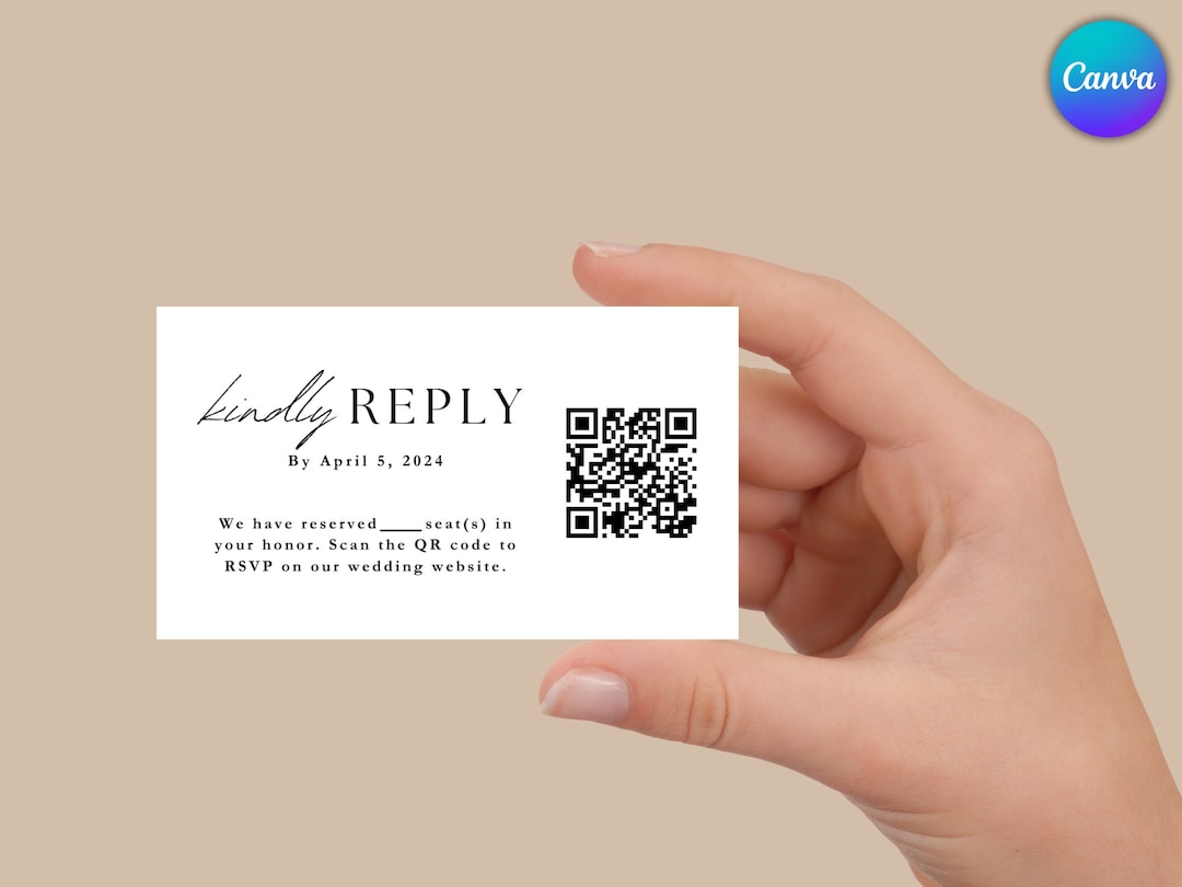QR Code Response Card Template, RSVP Online, Modern Wedding Reply Card ...