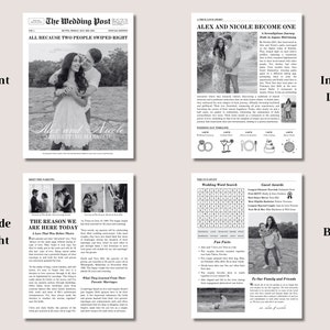 Newspaper Wedding Program Template, Editable Wedding Newspaper Program ...
