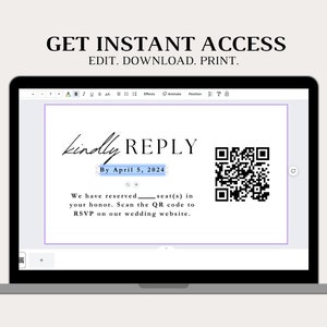 QR Code Response Card Template, RSVP Online, Modern Wedding Reply Card ...