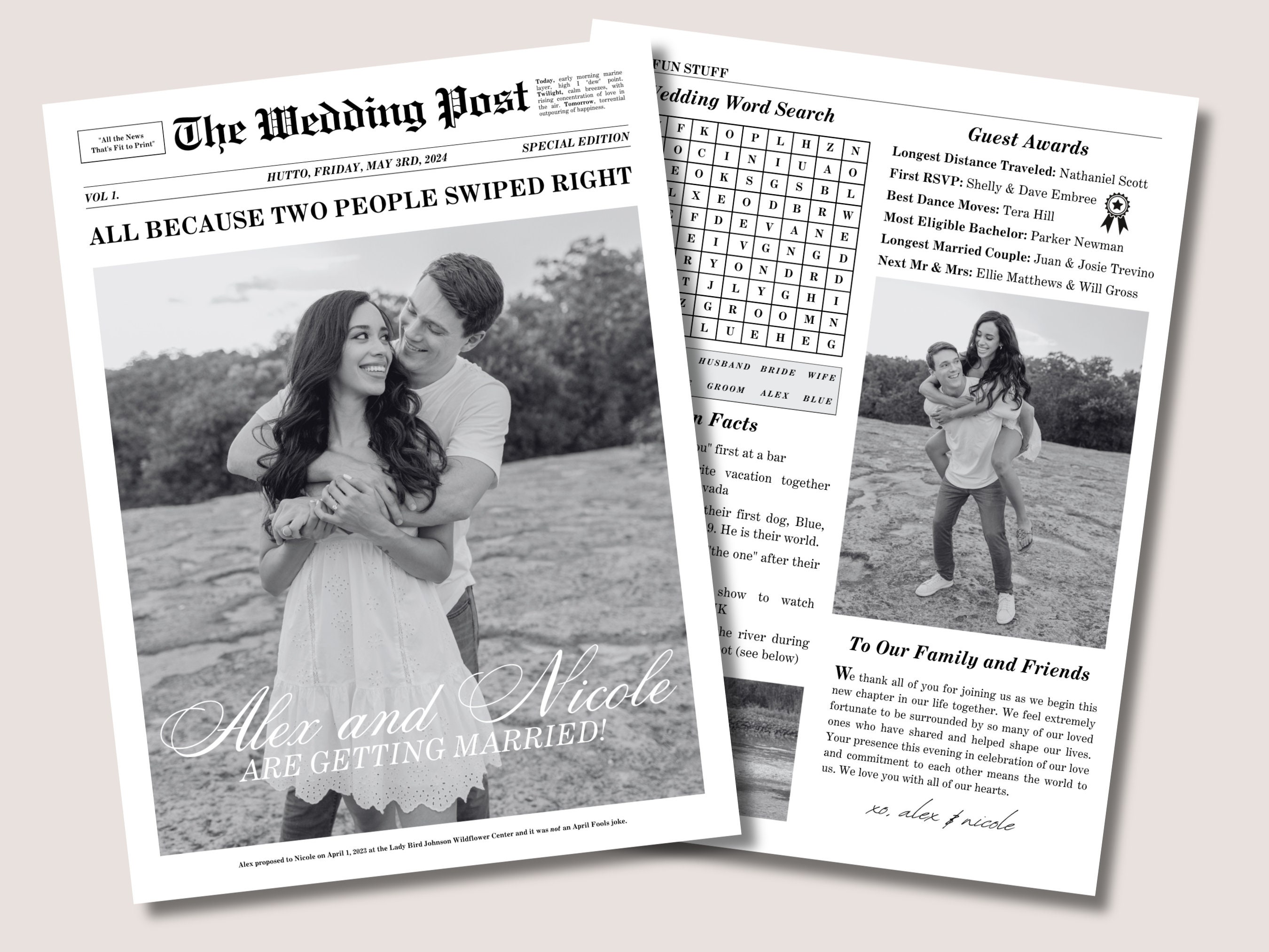 Newspaper Wedding Program Template, Editable Wedding Newspaper Program ...