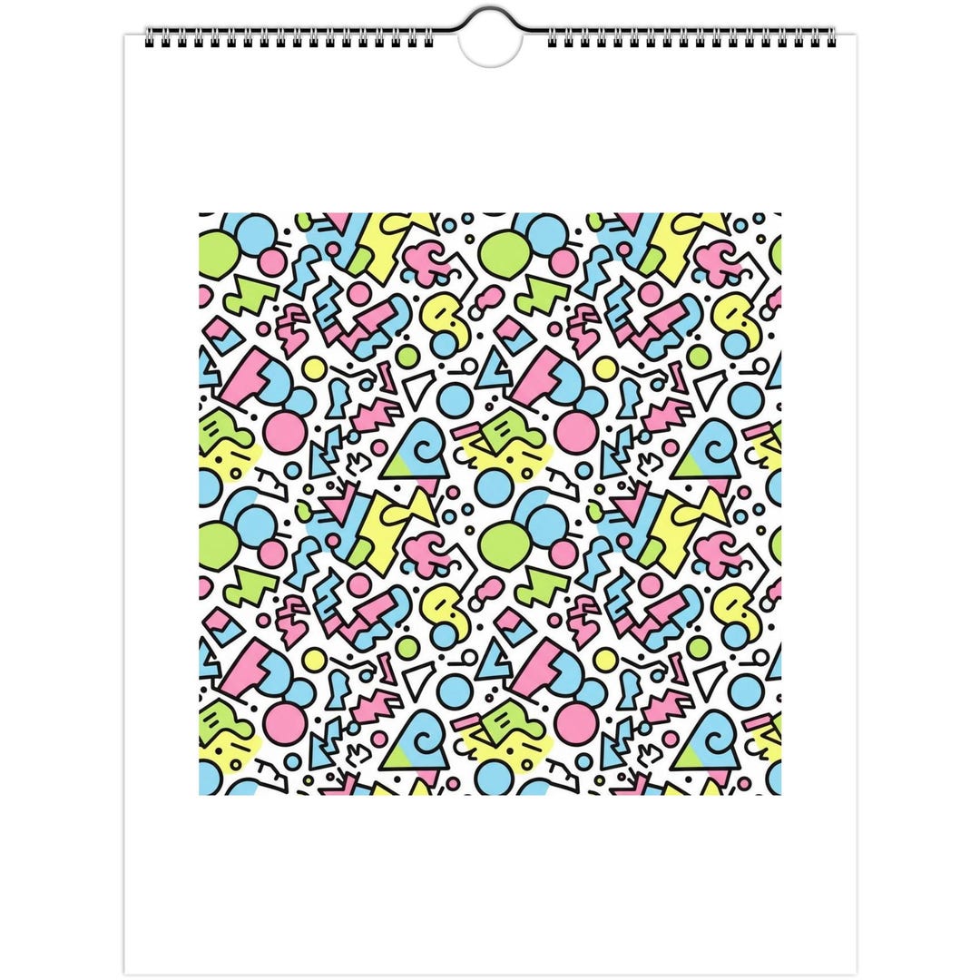 Retro 90s Wall Calendar – Colorful Geometric Flip Design - Etsy