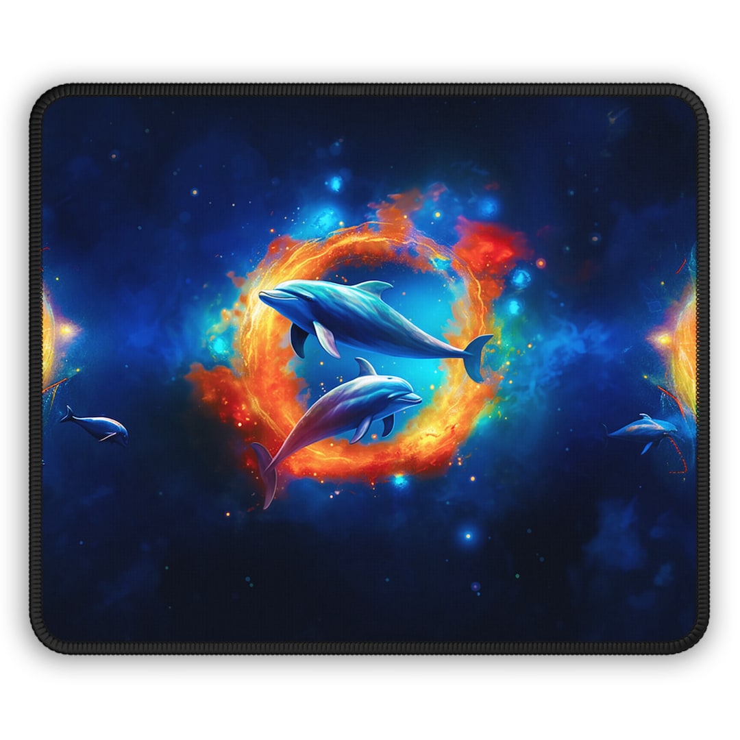 Galaxy Dolphins Cosmic Mouse Pad, Cute Desk Laptop Mouse Pad, Hand ...