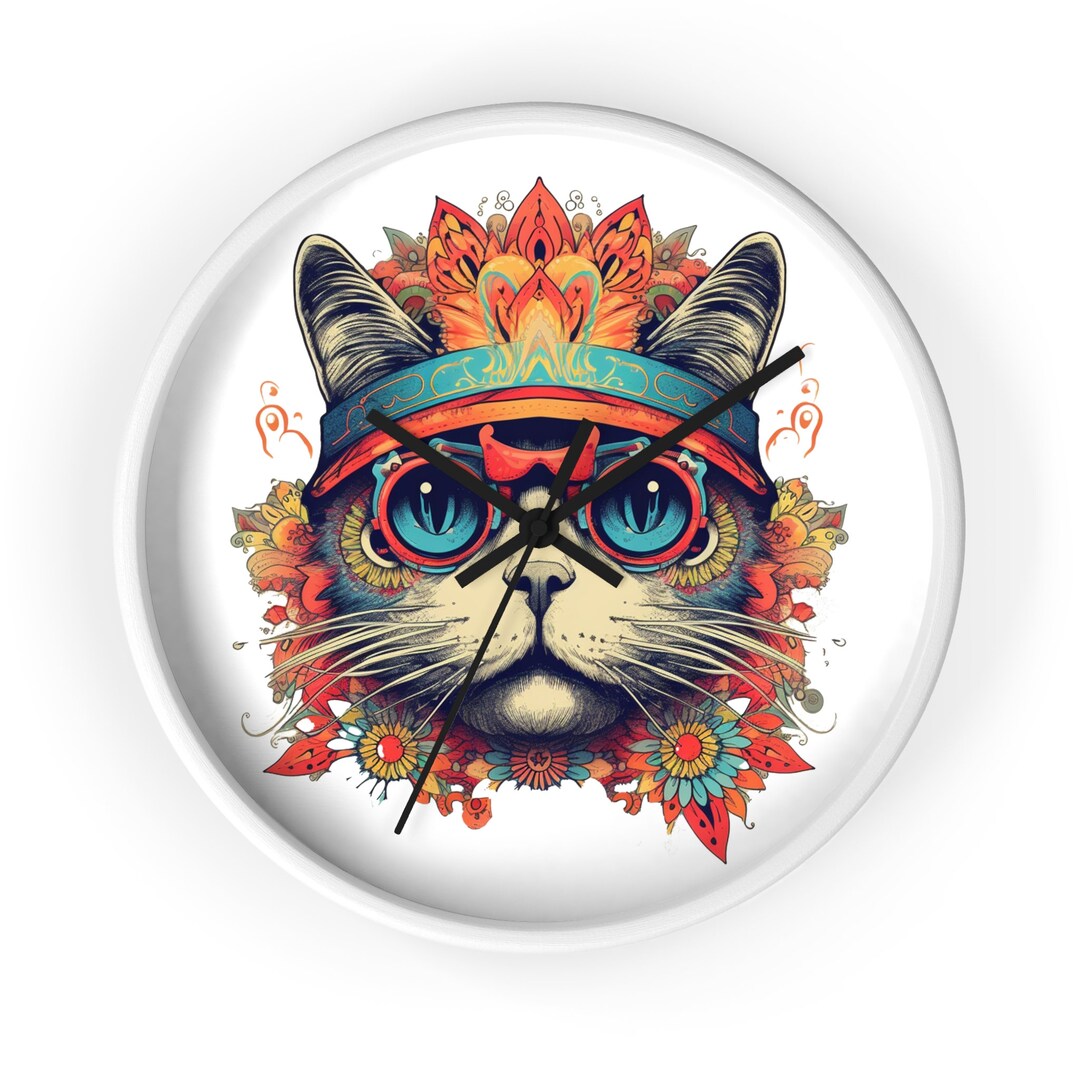 Hippie Karma Cat Wall Clock - Etsy