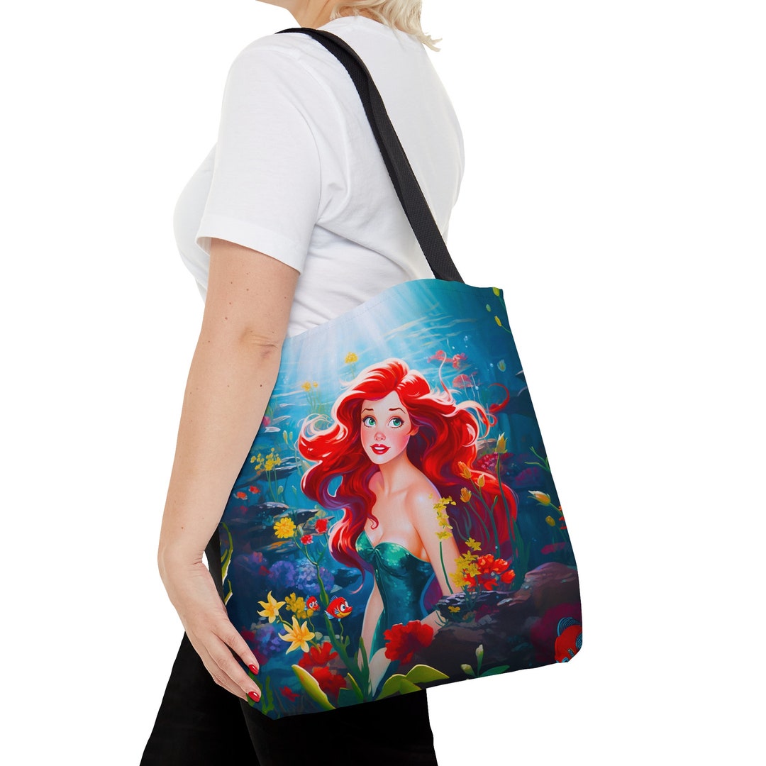 Ariel Little Mermaid Tote Bag Gift for Book Lovers, Bookworm Tote Bag ...