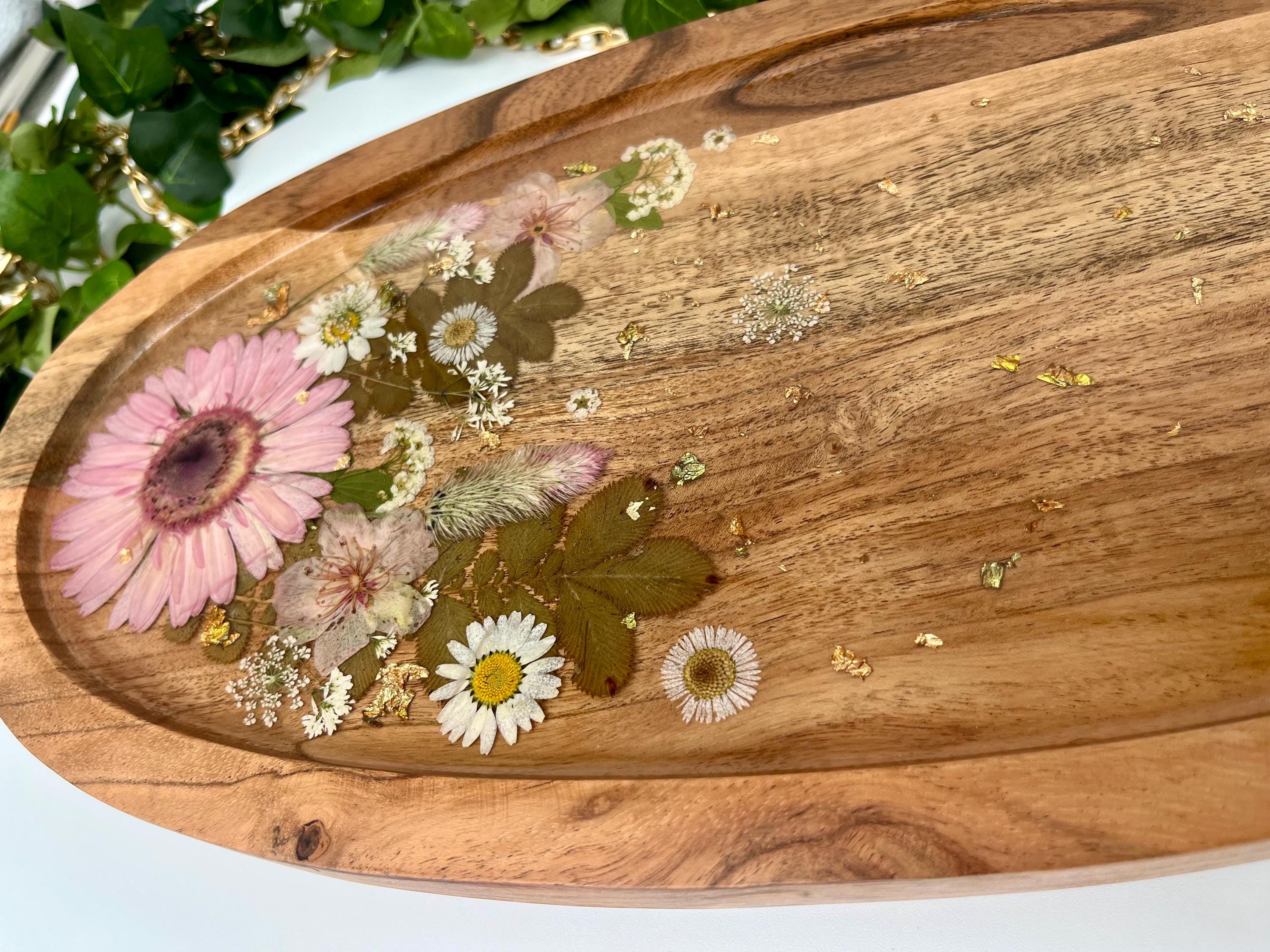 Light Pink Floral Resin Tray - Etsy