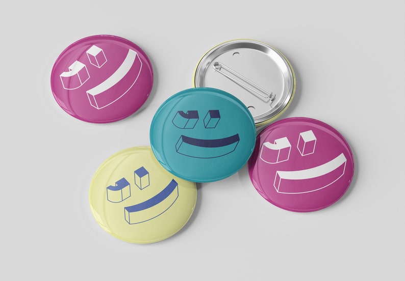Vintage Style Pin Button Smiley Face Badge Merch Pin Wink and a Smile ...