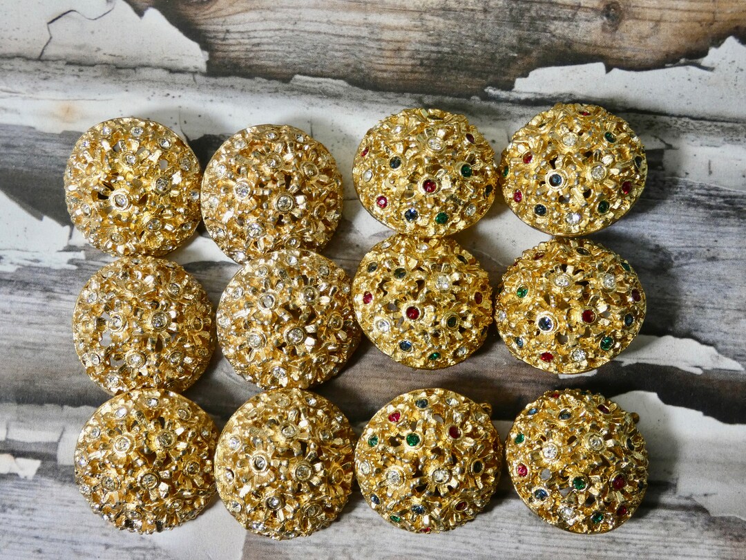 Vintage Gold Button With Stones, Jewelry Making Supply Lot - Etsy