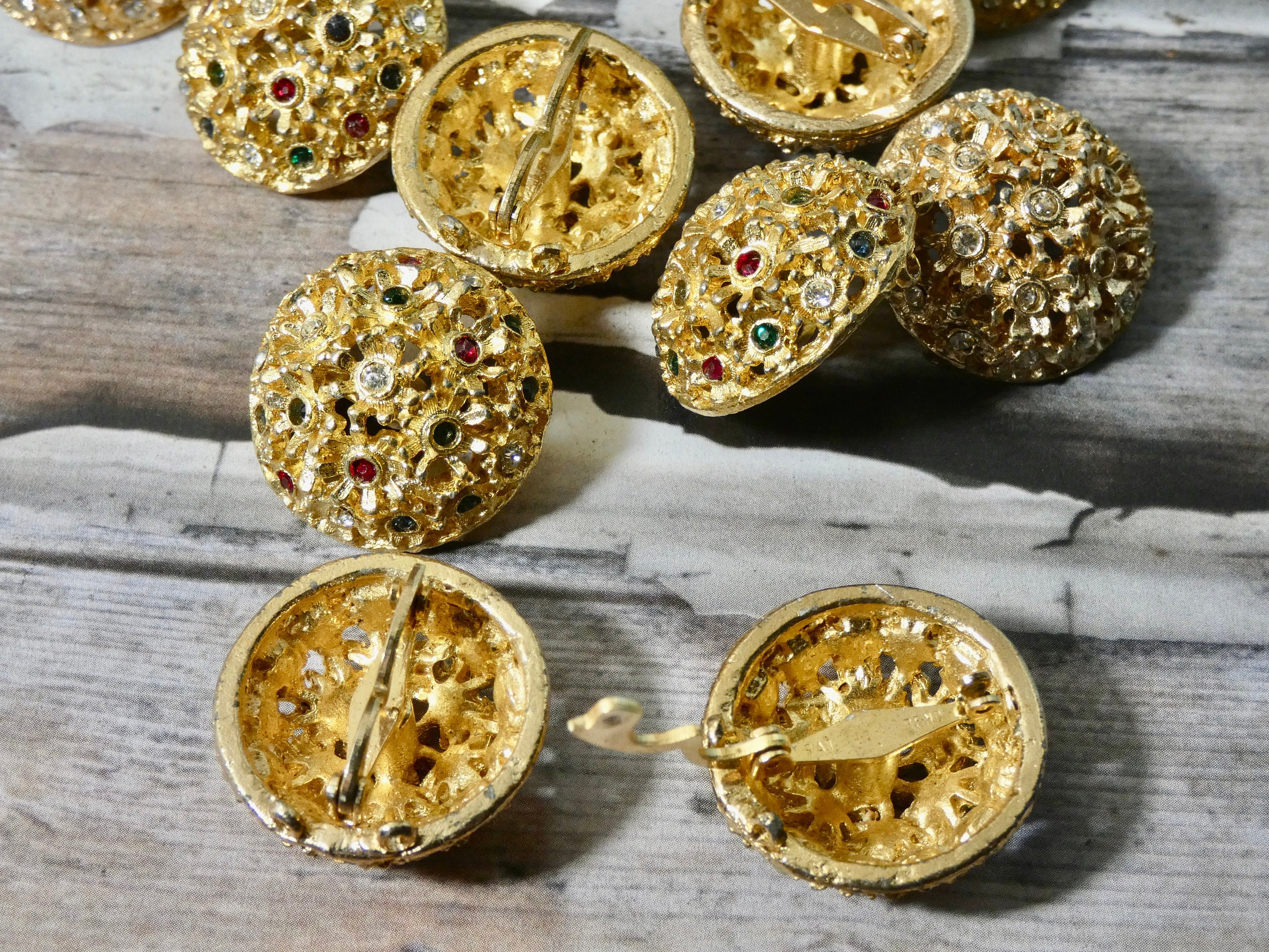 Vintage Gold Button With Stones, Jewelry Making Supply Lot - Etsy