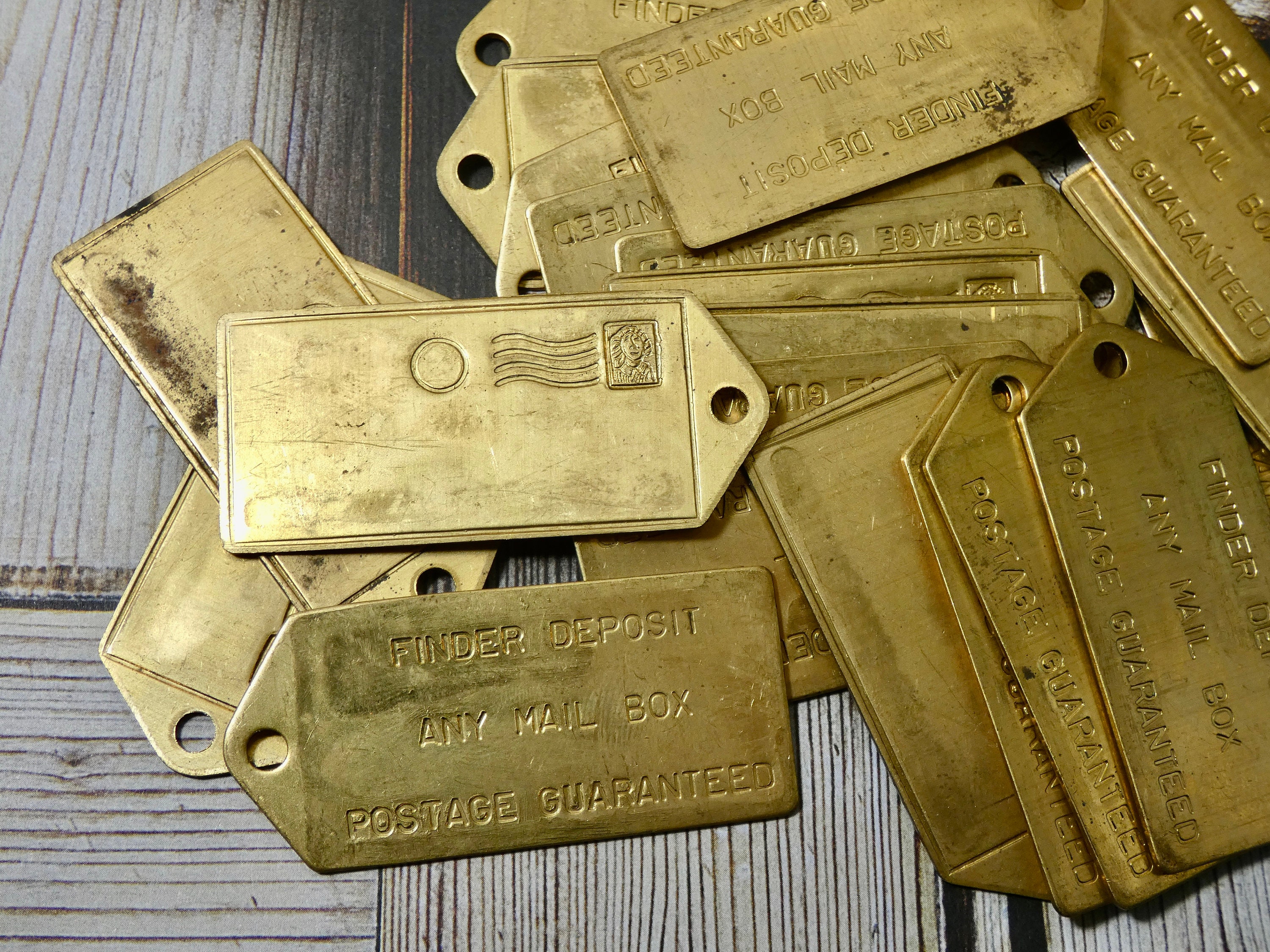 Vintage Brass Tags With Hole Rectangle Unique Postage Tag - Etsy