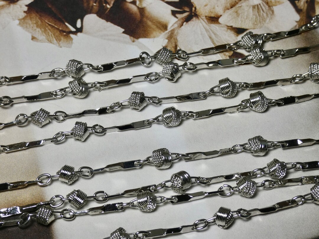 Vintage Silver Beaded Link Chain for Jewelry Making, Buy Three Feet or ...
