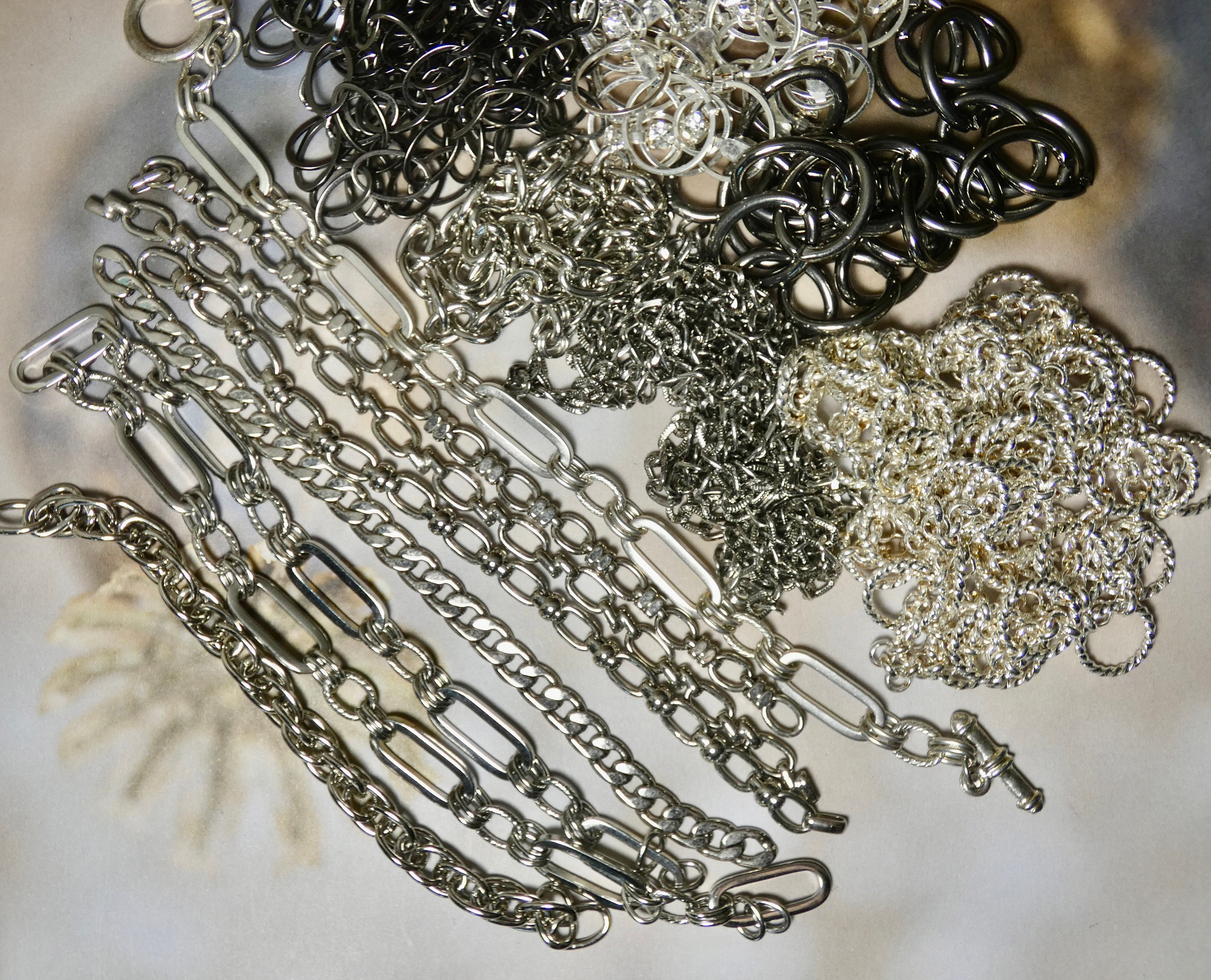 Silver Chain Assortment for Jewelry Making, a Mixture of Silver Chain ...