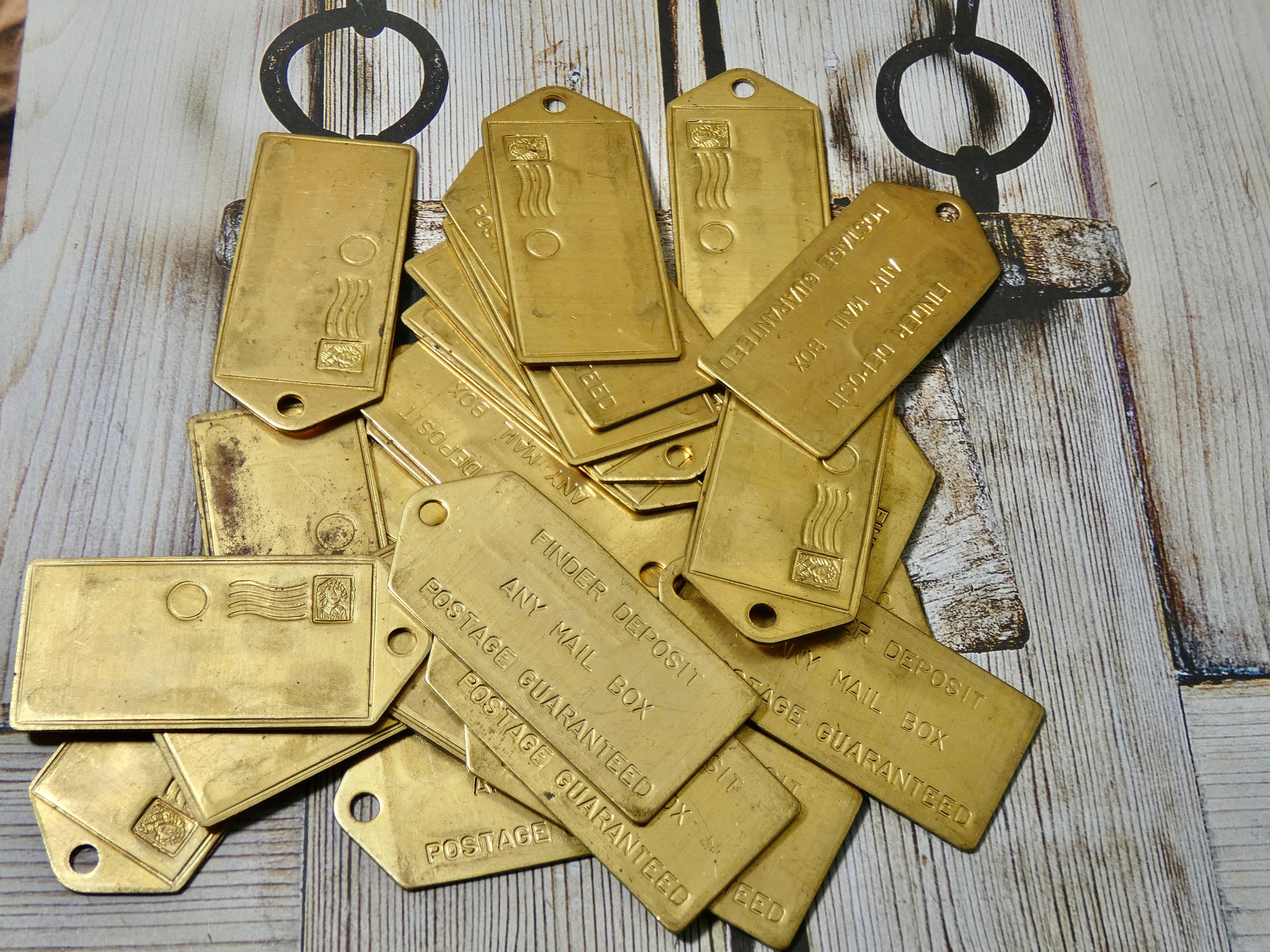 Vintage Brass Tags With Hole Rectangle Unique Postage Tag - Etsy