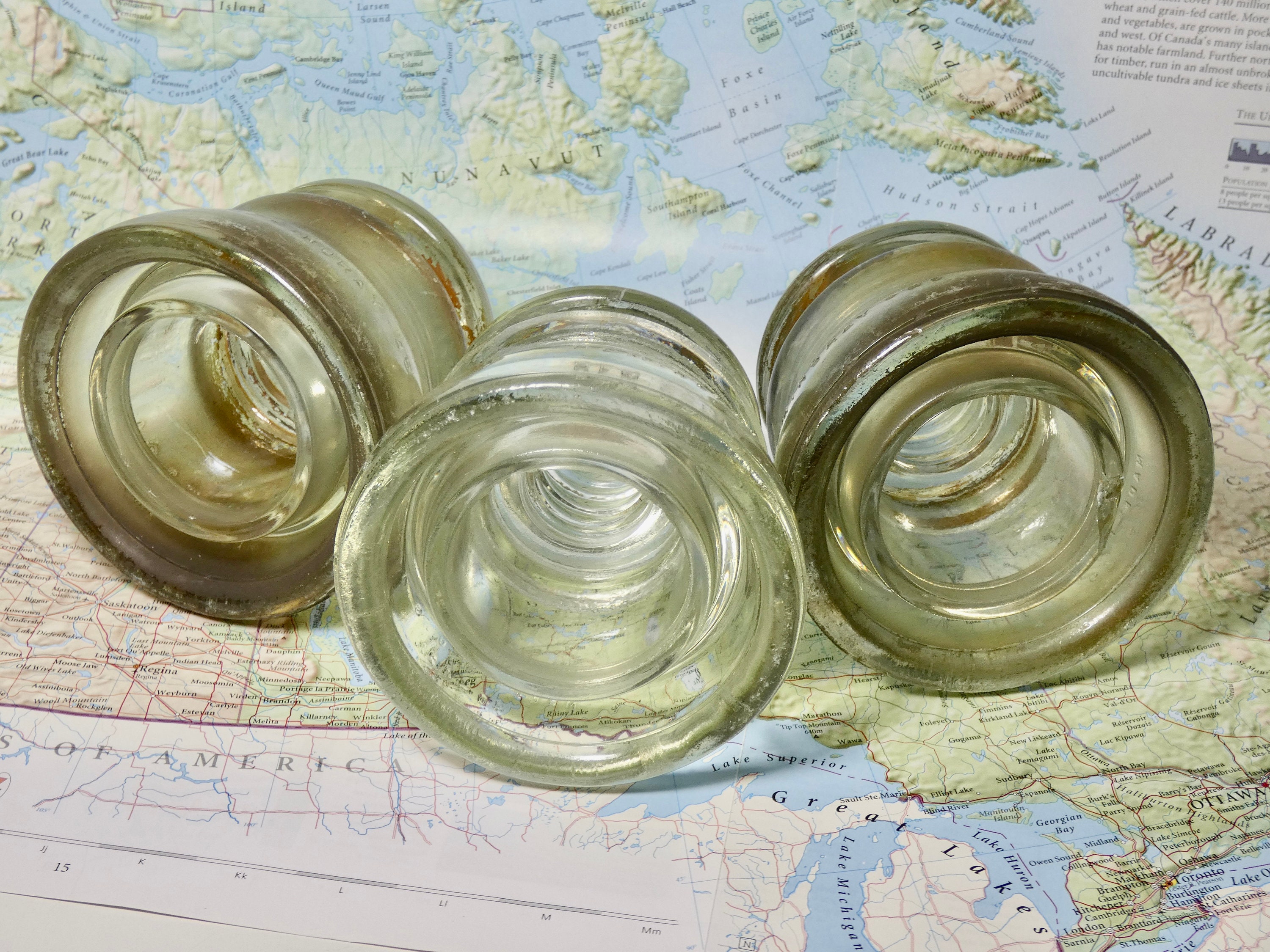 Vintage Clear Glass Insulators Hemingray 45, Set of Three Clear ...